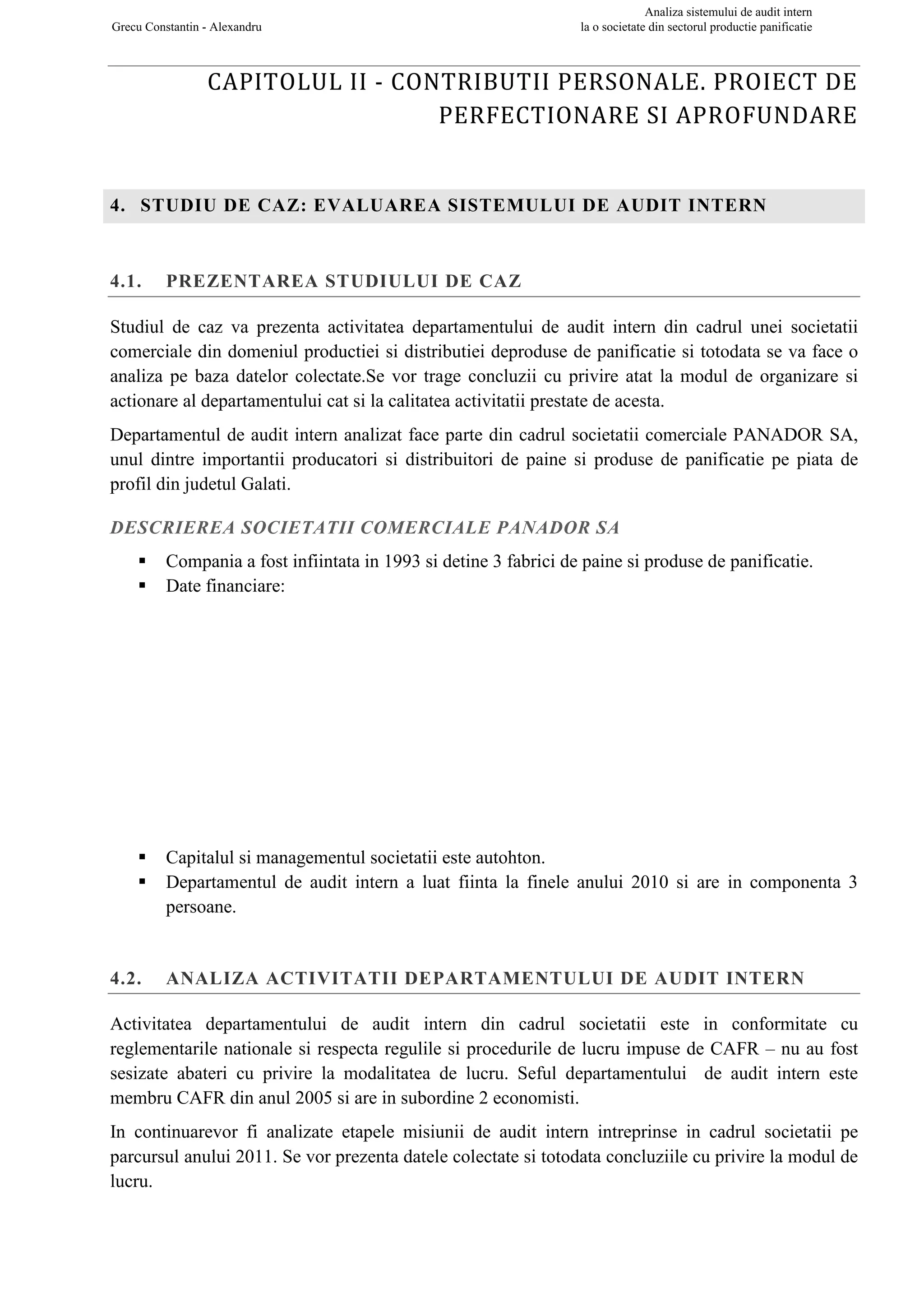 Analiza unui sistem de audit intern | PDF