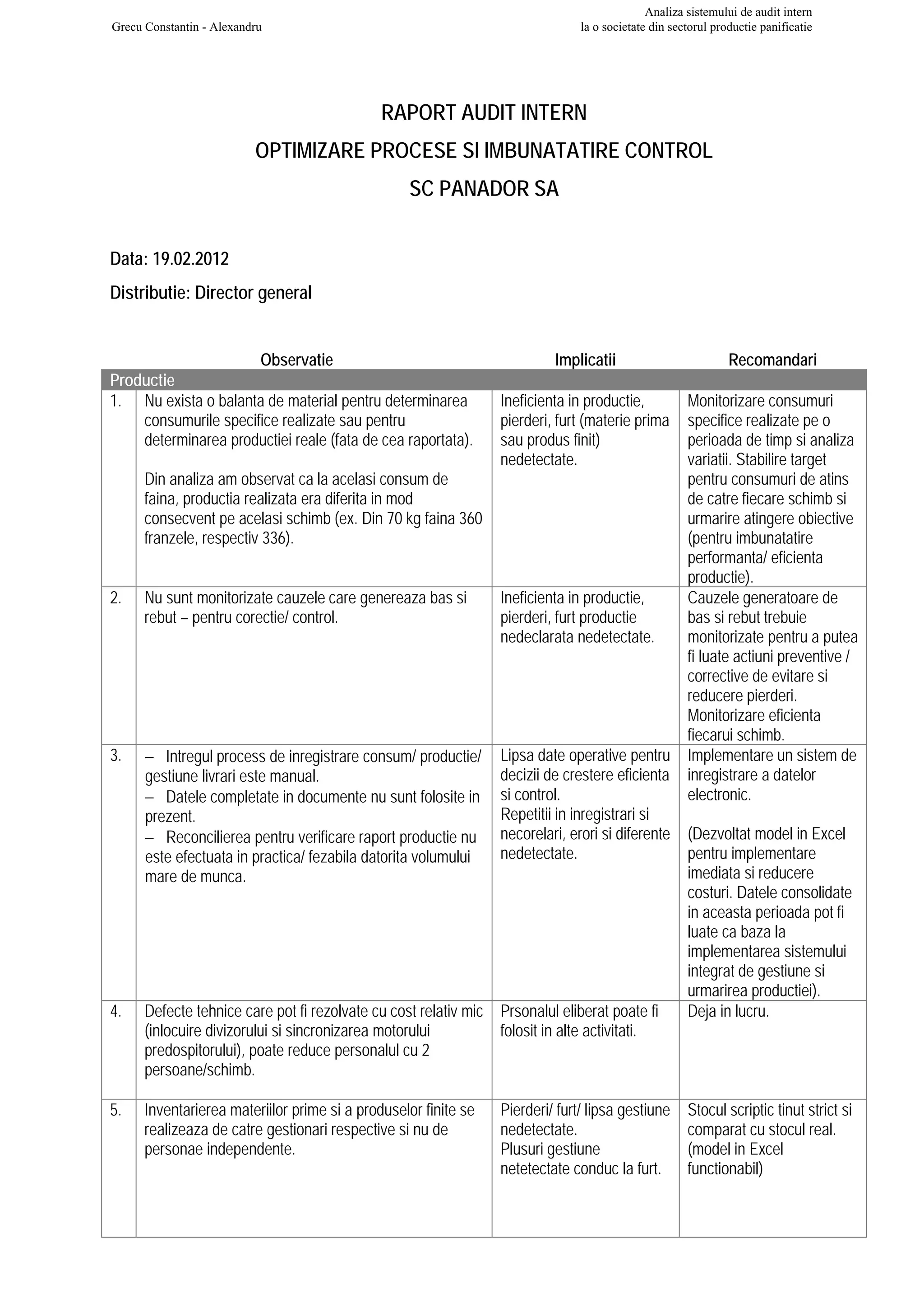 Analiza unui sistem de audit intern | PDF