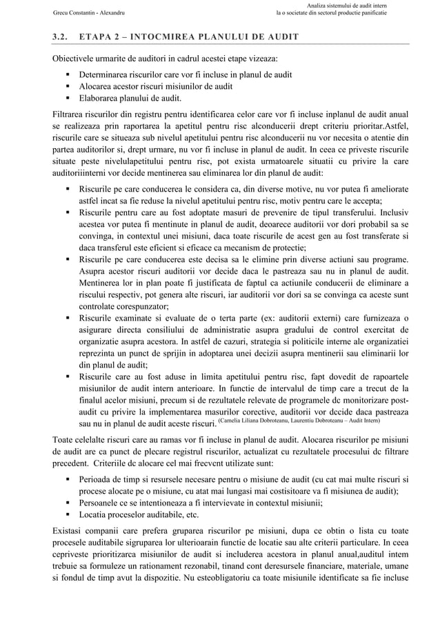 Analiza unui sistem de audit intern | PDF