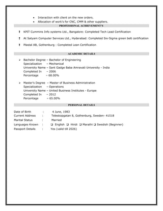 Resume Sudhir Pore -2016 | PDF