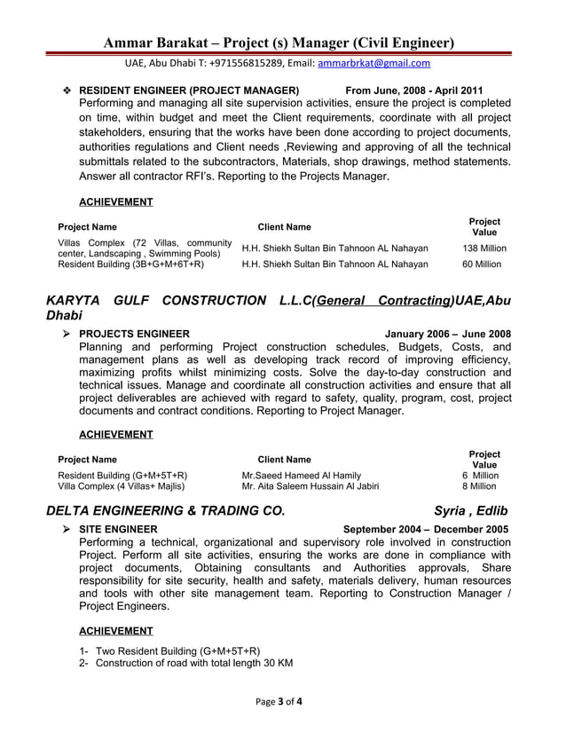 CV 21-08-2016 | DOC | Civil Engineering Industry | Industries