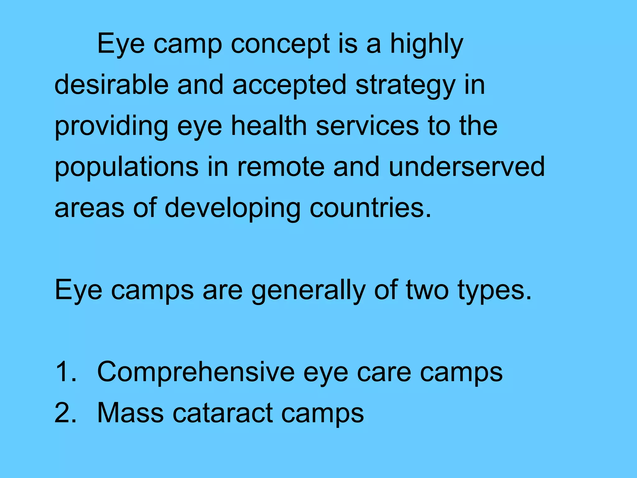 Eye Care Camps- Need and Assessments | PPT