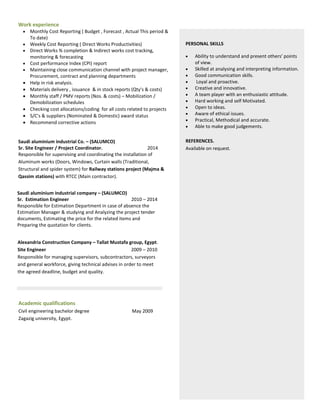 Engr. Ahmed , PMP - C.V | PDF