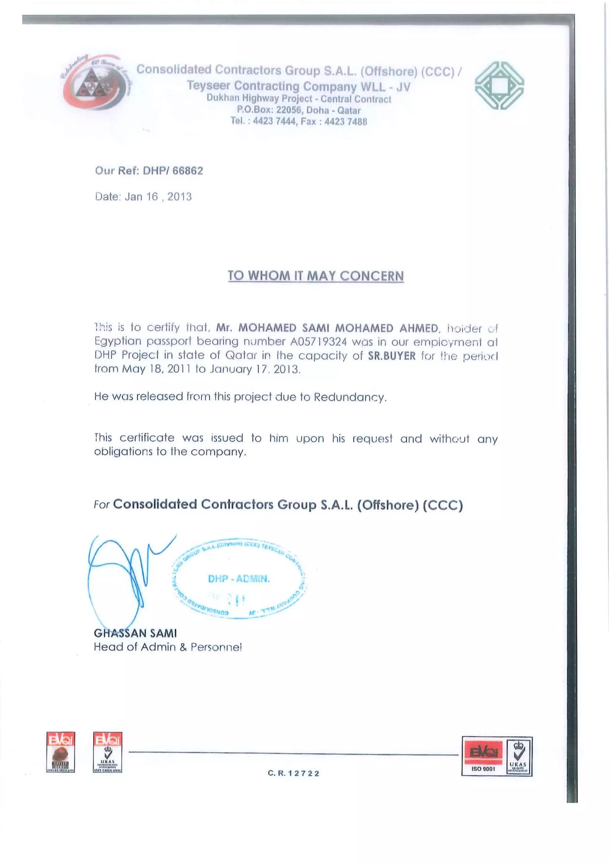 Mohamed Samy CV With Experience Certificates | PDF