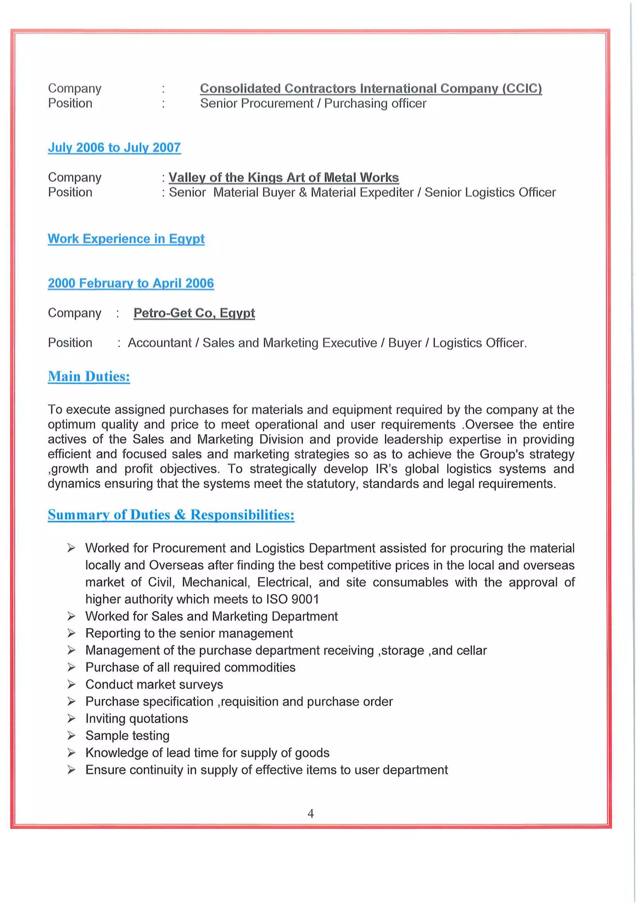 Mohamed Samy CV With Experience Certificates | PDF