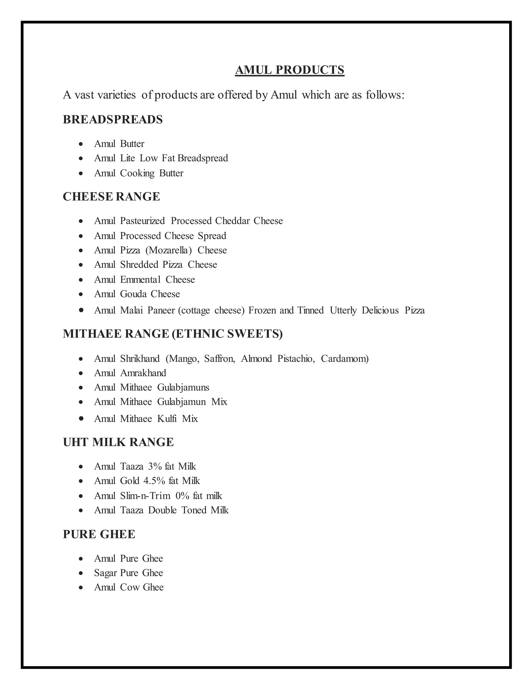 SUMMER TRAINING REPORT of amul whole | DOCX