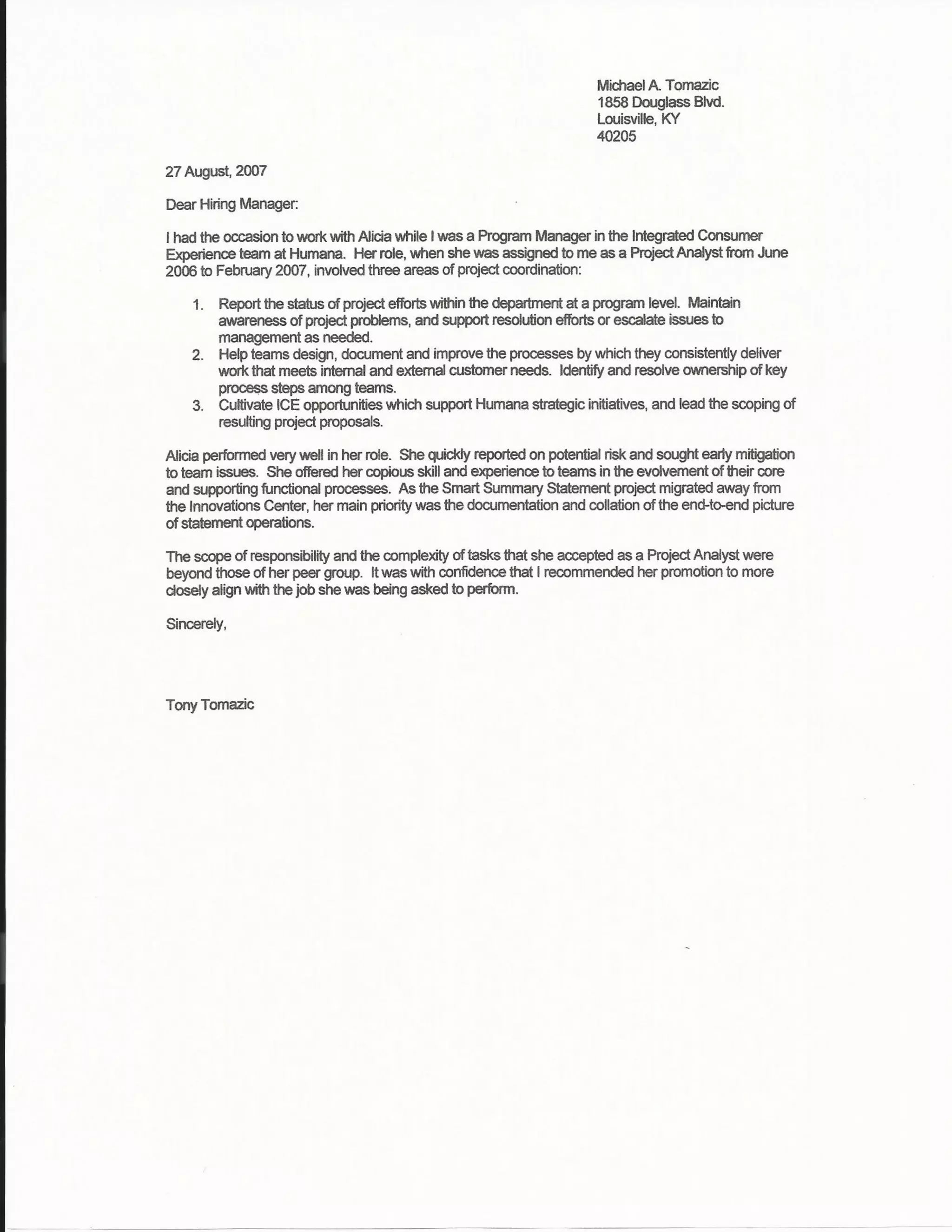 Humana Recommendation Letter | PDF
