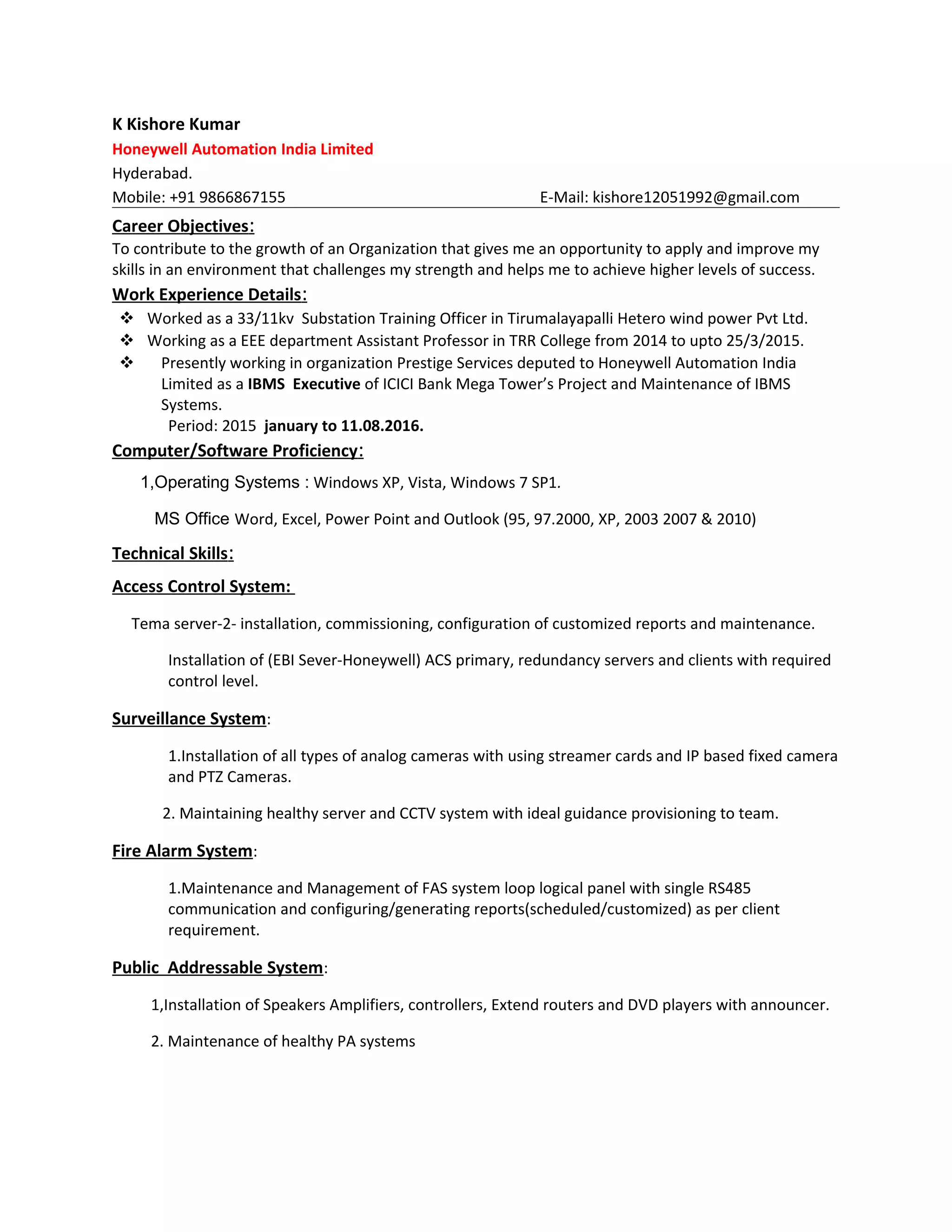 Resume Of Kishore Kumar2 | PDF