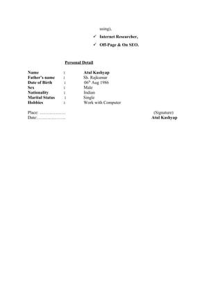 Atul Resume | DOC | Computing | Technology & Computing