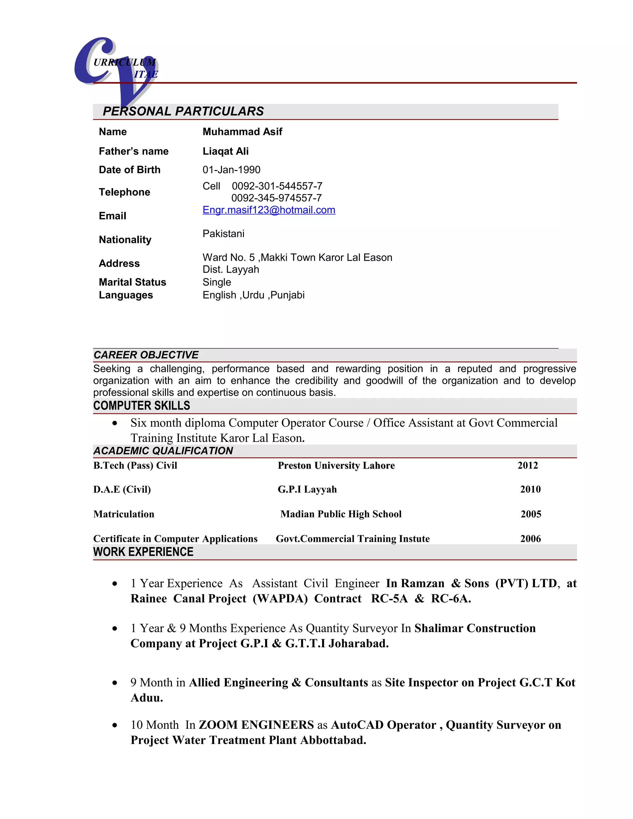 Muhammad Asif | DOC | Civil Engineering Industry | Industries
