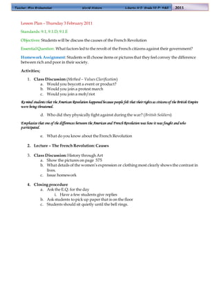 World History Lesson Plans | DOCX