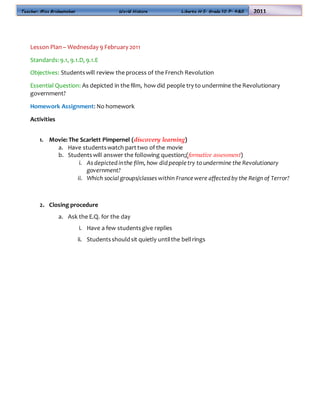 World History Lesson Plans | DOCX
