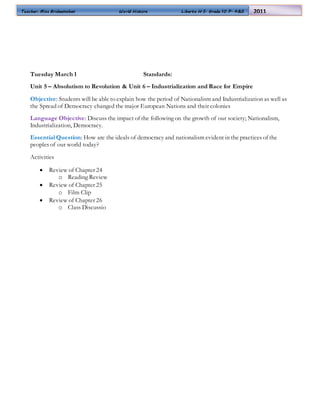 World History Lesson Plans | DOCX