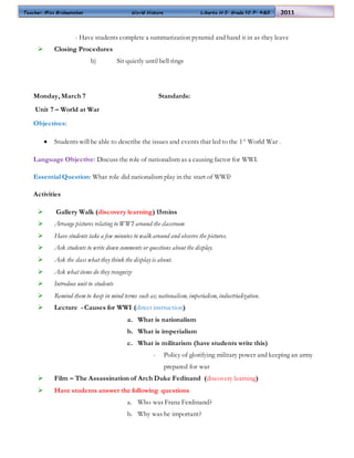 World History Lesson Plans | DOCX