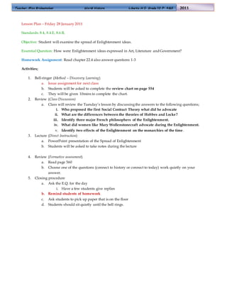 World History Lesson Plans | DOCX