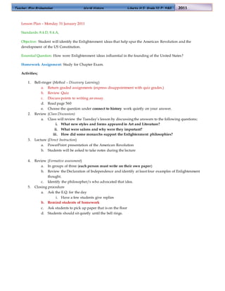 World History Lesson Plans | DOCX