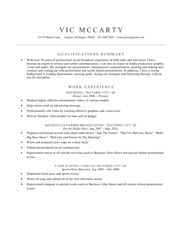 Vic McCarty Aug2016 ResumeWref | DOC