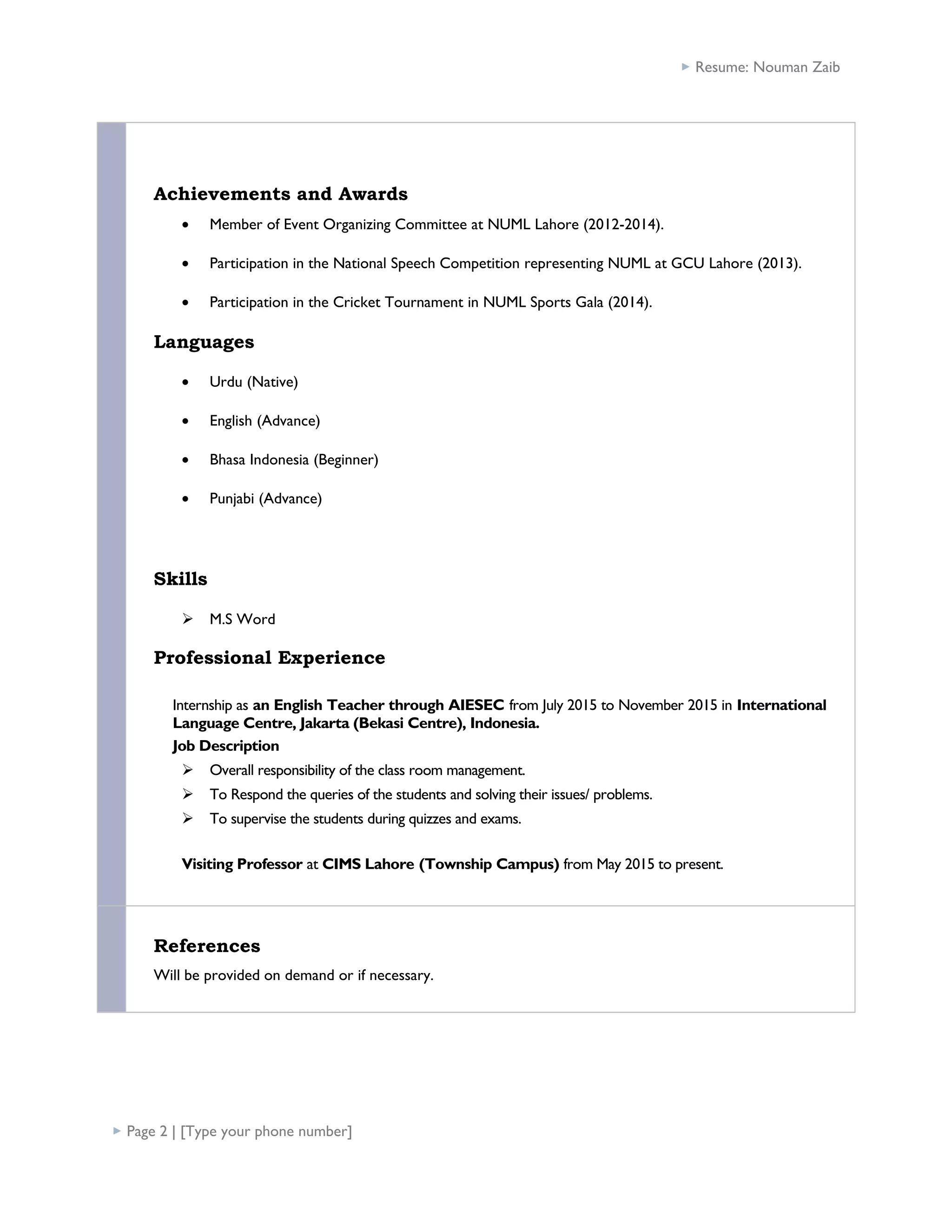 Nouman Zaib CV | DOC