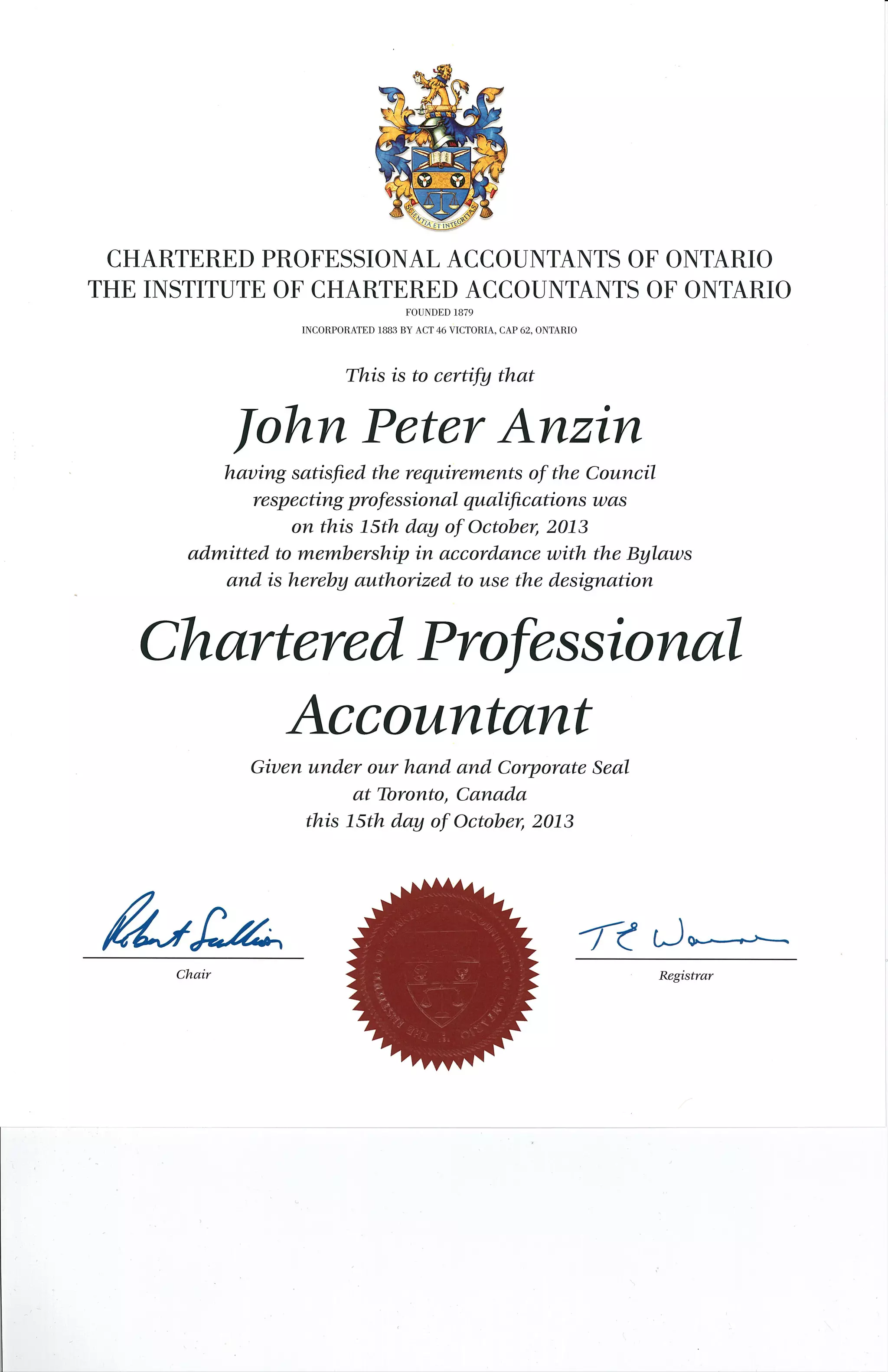CPA Certificate - John Anzin | PDF