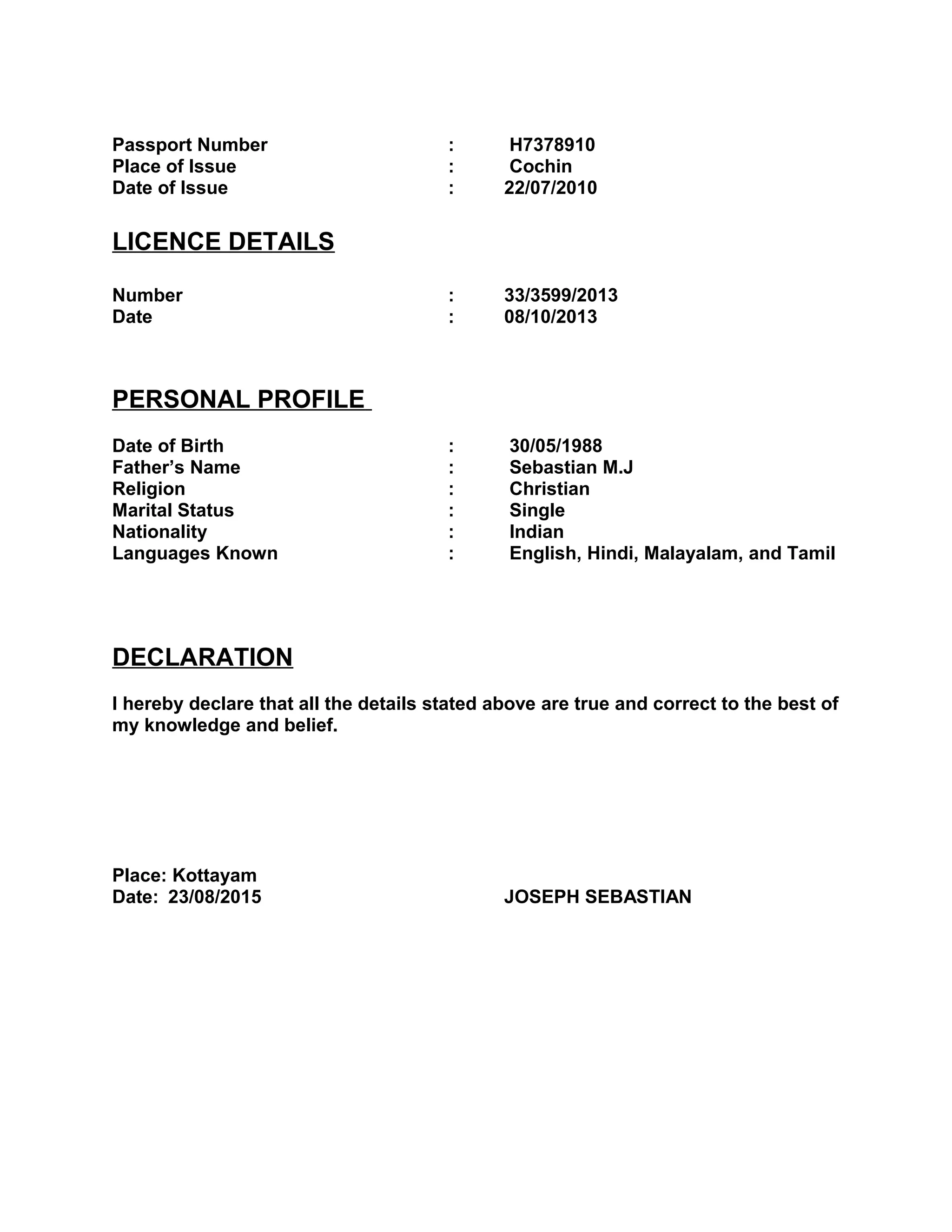 josephsebastian cv3 | PDF