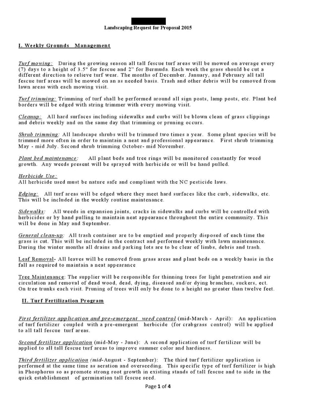 Landscaping RFP Specs 2015 Example | PDF