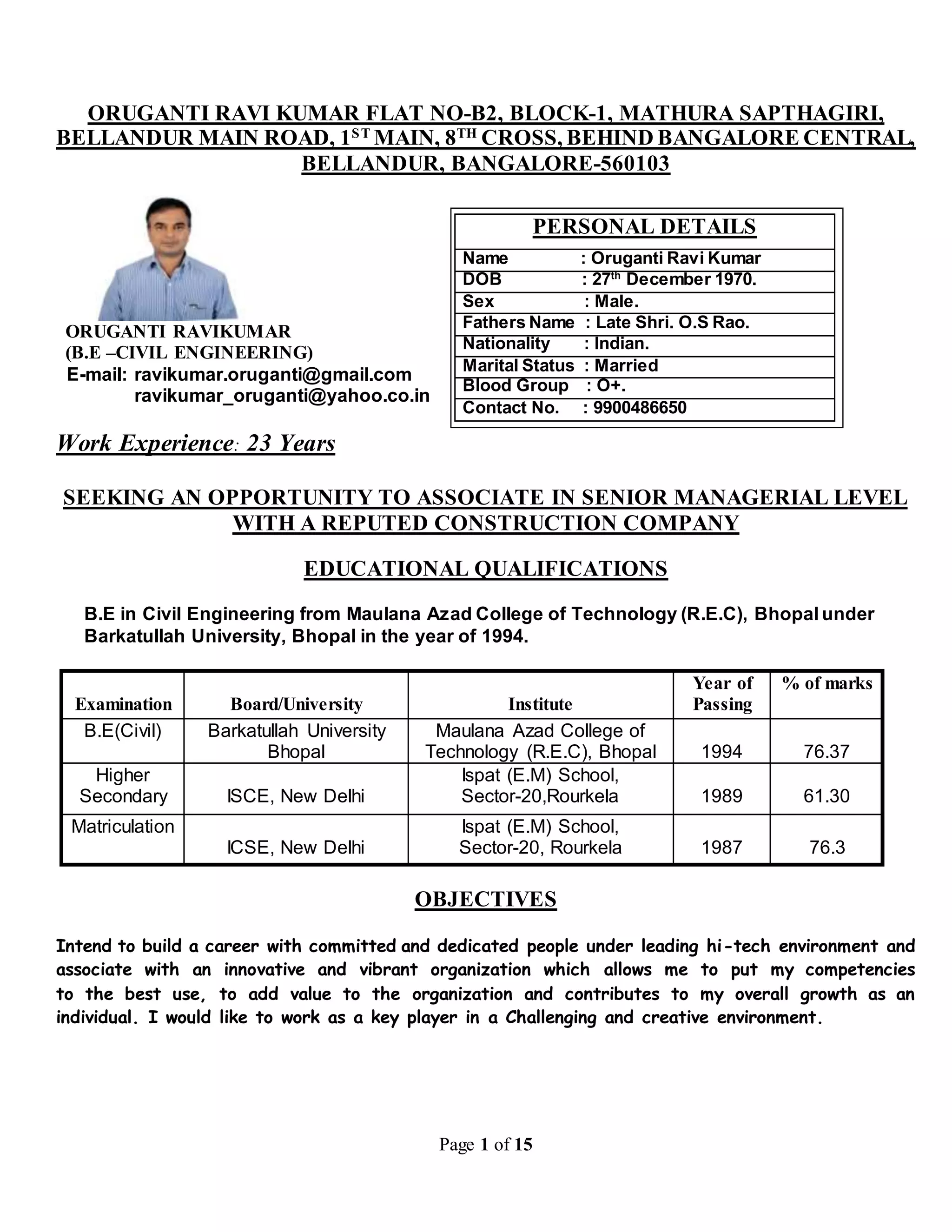 RAVIKUMAR CV updated 08092016 | PDF