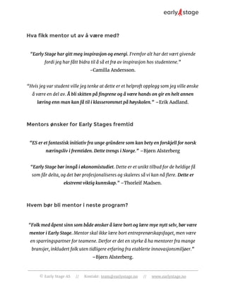 Early Stage-rapporten 2016 | PDF