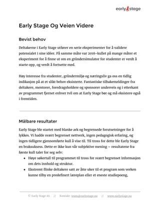 Early Stage-rapporten 2016 | PDF