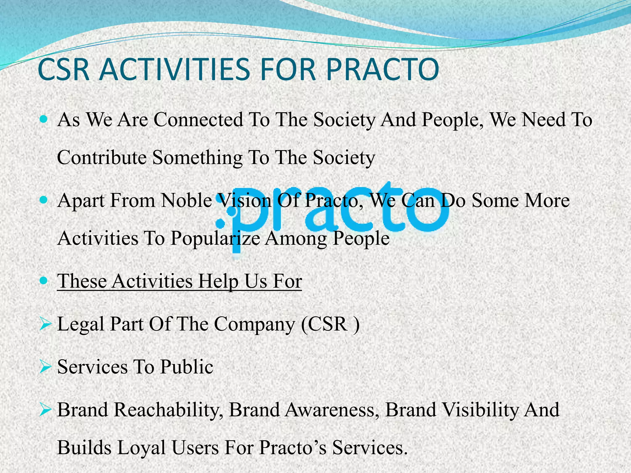 CSR And An Idea For Practo | PPTX | Children\'s Health | Healthy Living