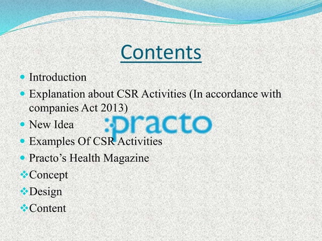 CSR And An Idea For Practo | PPTX | Children\'s Health | Healthy Living