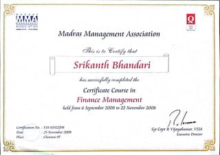 Financial Management Cert - MMA | PDF