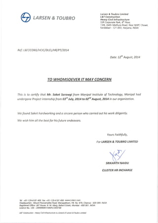 L&T Certificate | PDF