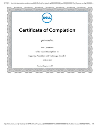 Supporting Patient Care with Technology - Episode 1 - Certificate | PDF