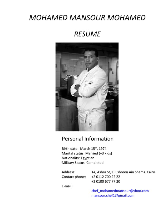 Chef Mansour.CV