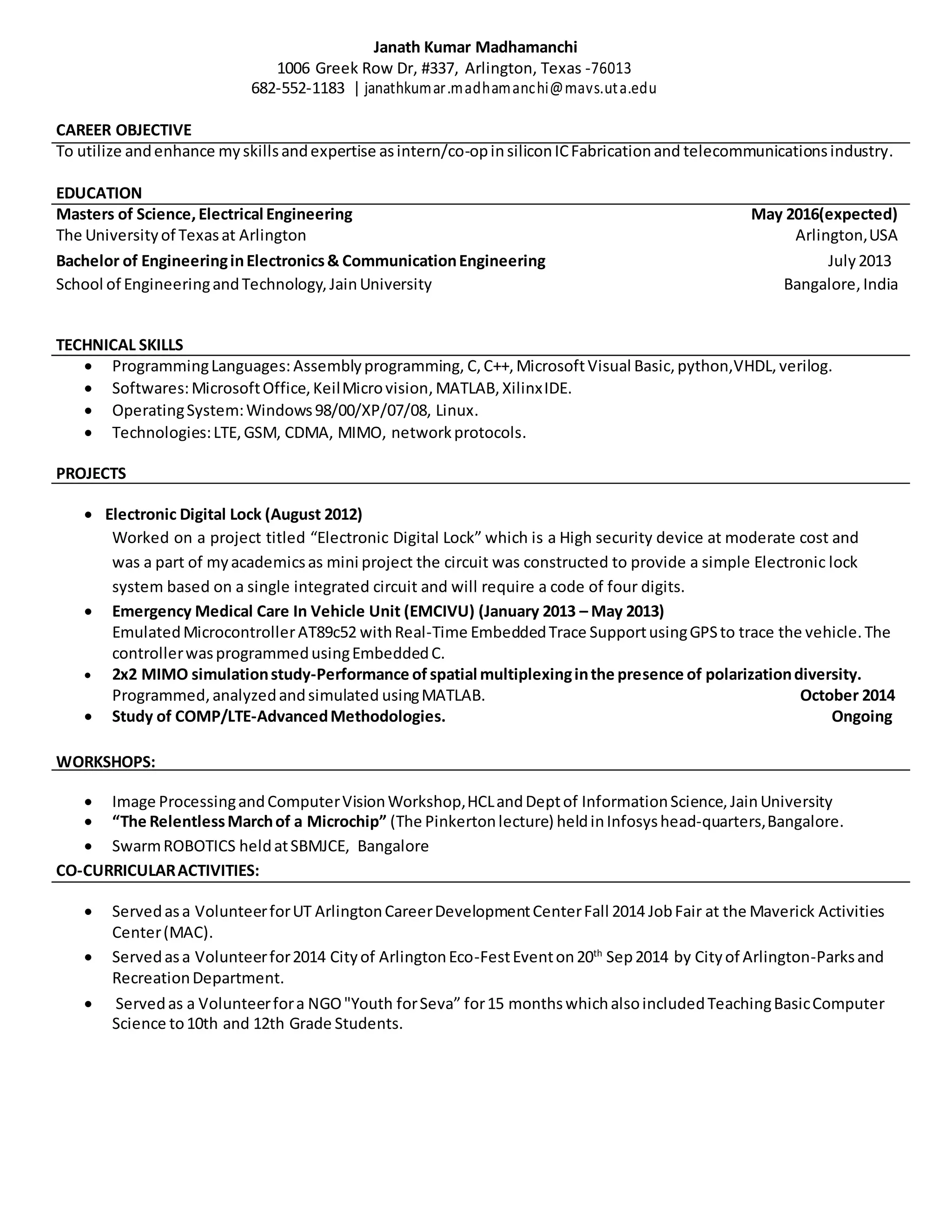janath tele resume | PDF