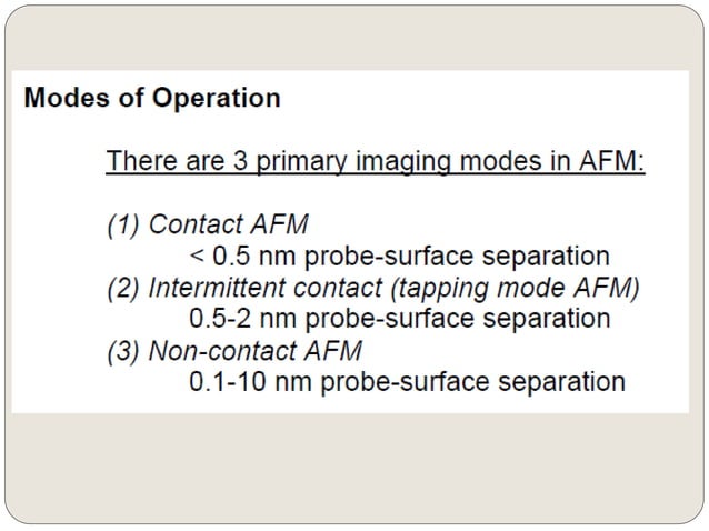 Prinsip kerja Atomic force microscopy (AFM): | PPTX