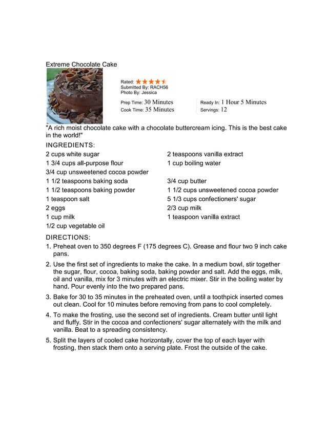 5 cake recipe | DOCX | Desserts and Baking | Food & Drink