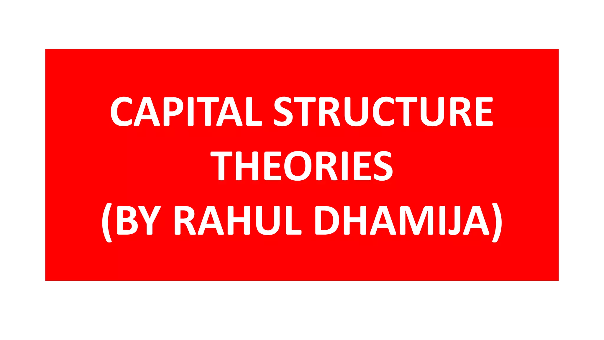 5 capital structure theories | PPT