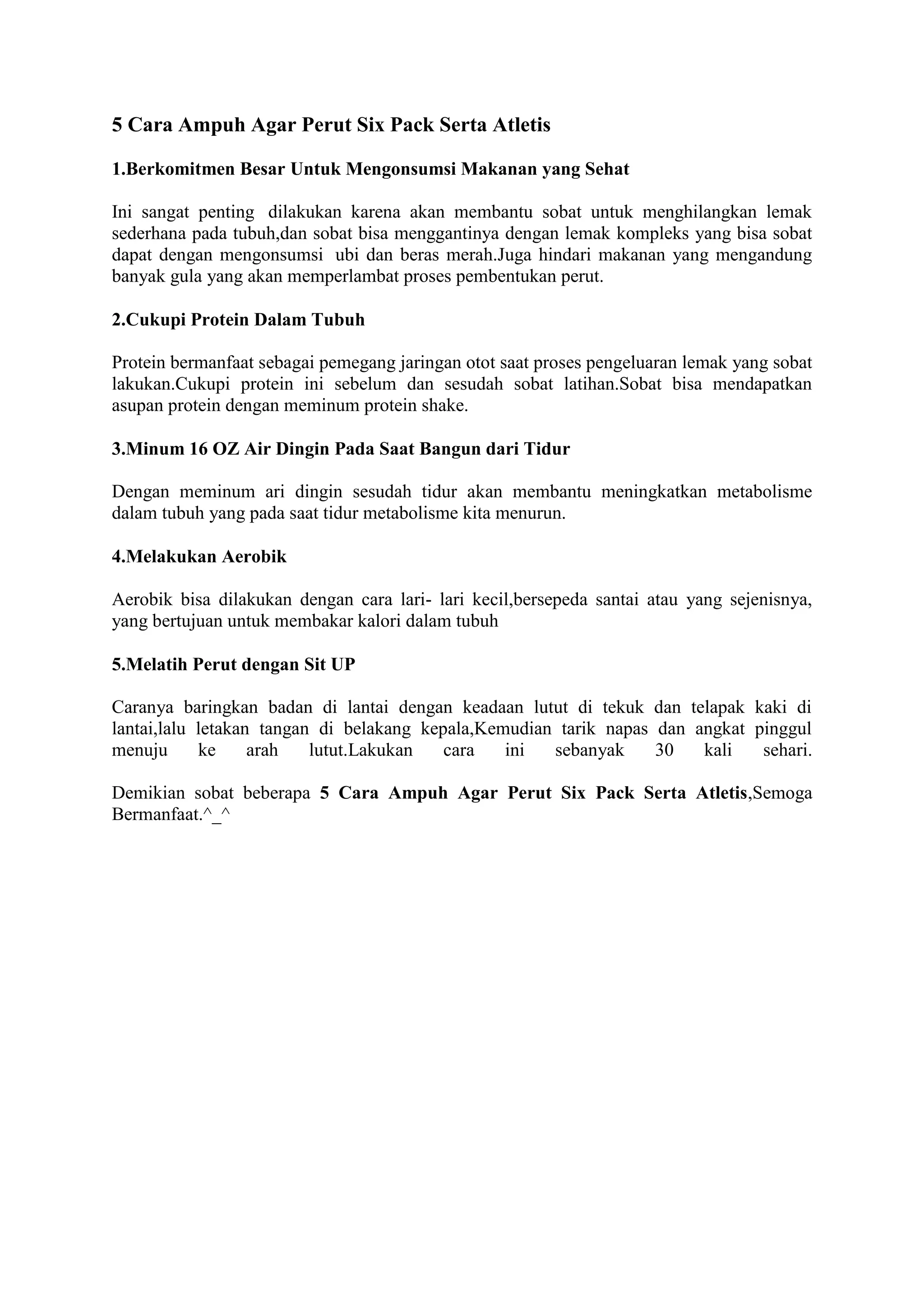 5 cara ampuh agar perut six pack serta atletis | PDF