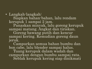 5 cara membuat kerupuk seblak kering yang renyah | PPT