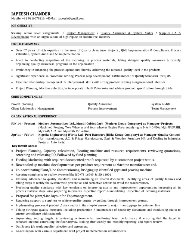 CV Japeesh CANADA-2 | DOCX | Manufacturing Industry | Industries