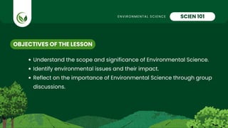 Introduction to environmental science and it’s importance | PDF