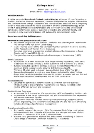Kathryn Ward CV 2014 Final | PDF