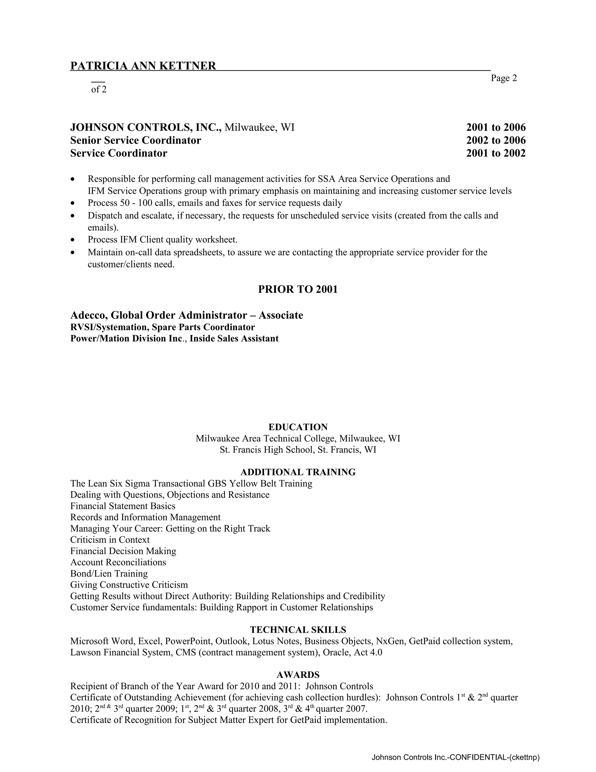 Patricia Ann Kettner Resume | DOC
