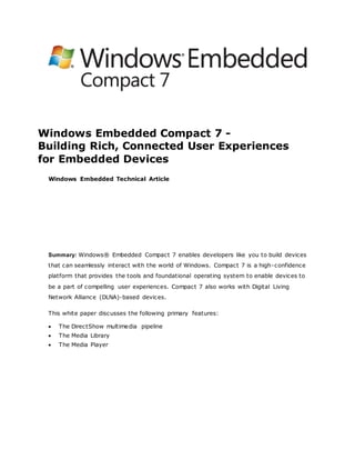 Windows Embedded Compact 7 White Paper | PDF