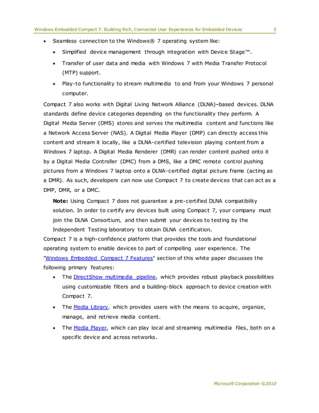 Windows Embedded Compact 7 White Paper | PDF
