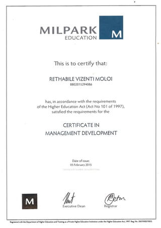 milpark CMD certificate | PDF