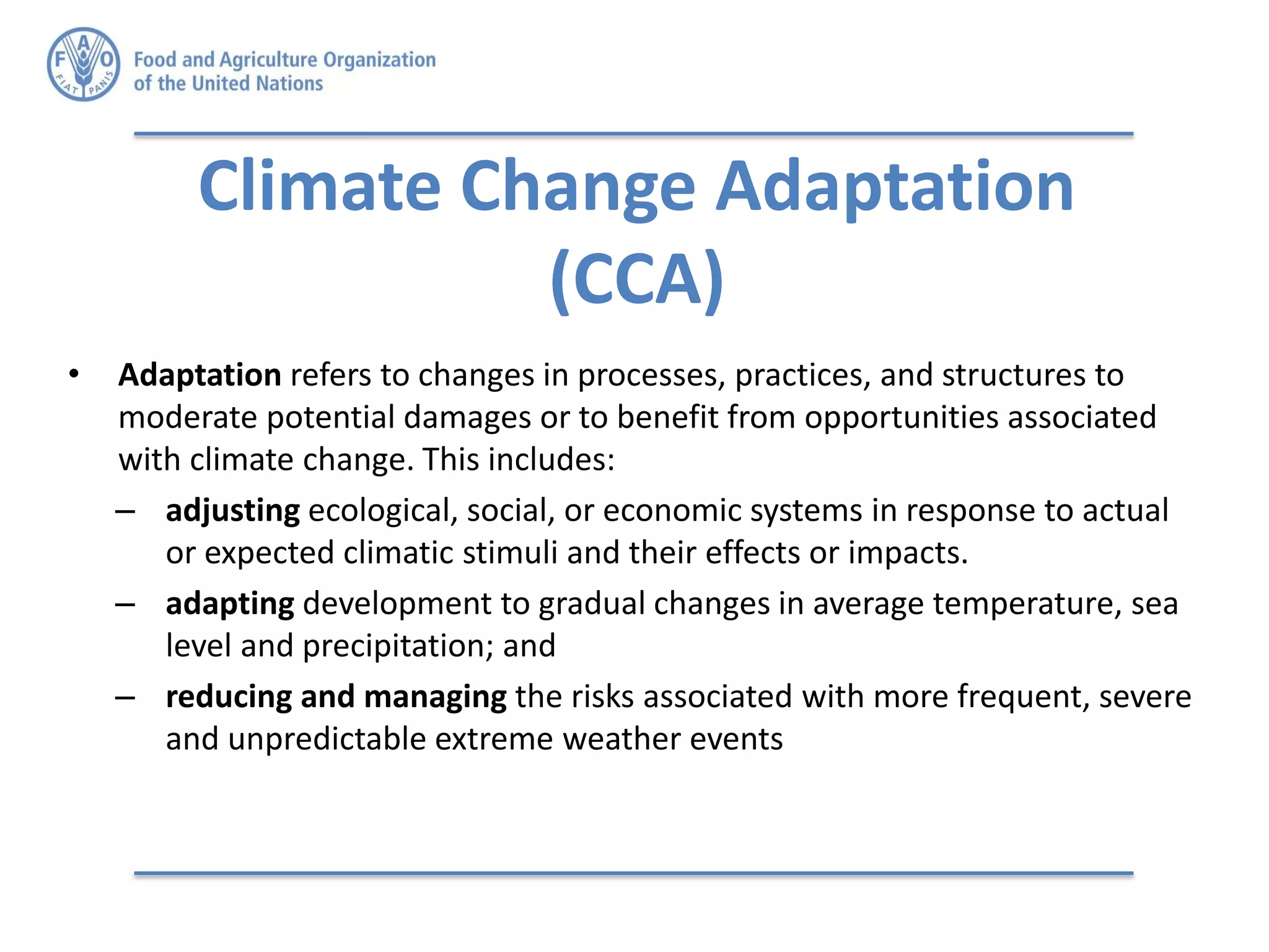 Disaster Risk Reduction (DRR) and Climate Change Adaptation (CCA) | PDF