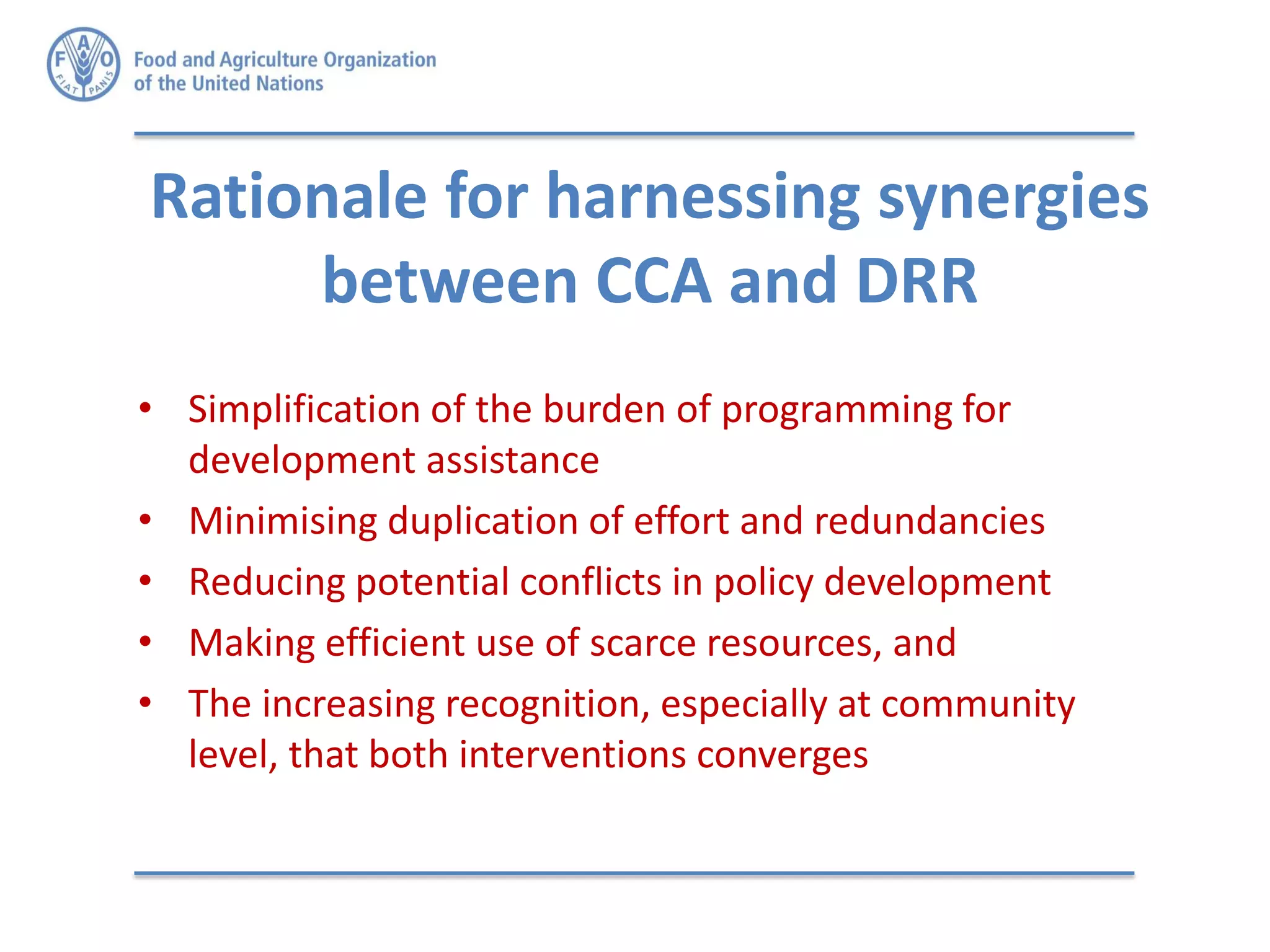 Disaster Risk Reduction (DRR) and Climate Change Adaptation (CCA) | PDF