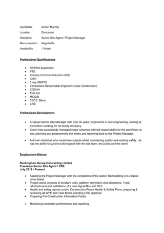 Simon Murphy CV | DOC